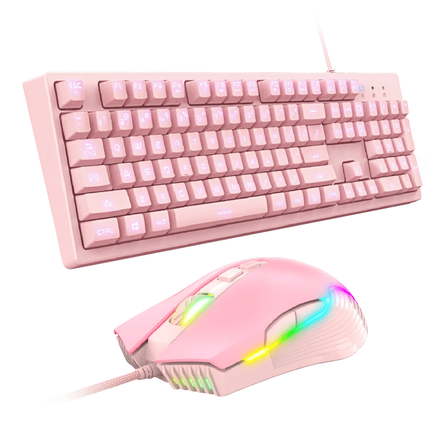 מקלדת Onikuma G25 Wired Pink Gaming Keyboard + CW905 Mouse Set